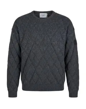 Iceberg Quilted Crewneck Sweater In Polyamide, Viscose, Wool, And Cashmere