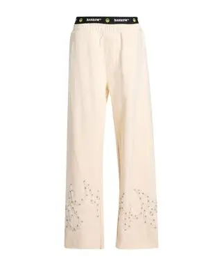 BARROW Cream Cotton Track Pants With Embellishments