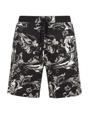 Versace Floral Print French Terry Drawstring Shorts