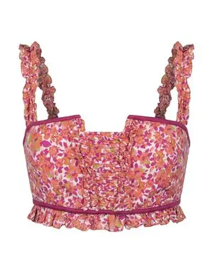 Poupette St Barth Viscose Floral Print Crop Top - Pink