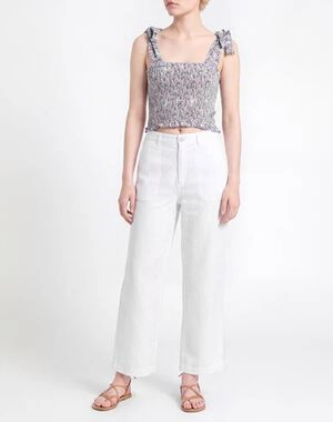 Poupette St Barth Viscose Floral Print Shirred Crop Top