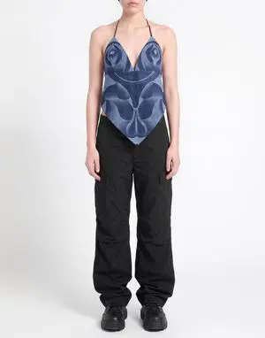 CONNER IVES Printed Denim Halter Top