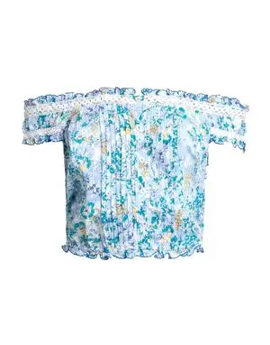 Poupette St Barth Off-the-shoulder Ruffled Floral Print Cotton Top
