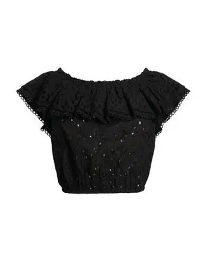 Poupette St Barth Off-the-shoulder Broderie Anglaise Cotton Top - Black