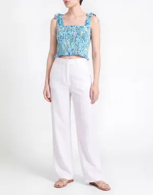 Poupette St Barth Ecovero Viscose Floral Print Shirred Cropped Top