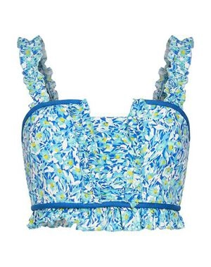 Poupette St Barth Floral Print Shirred Cropped Top