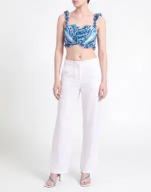 Poupette St Barth Silk Georgette Ruffled Crop Top