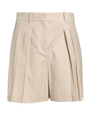Theory Cotton, Linen, Elastane Pinstriped High Waisted Shorts