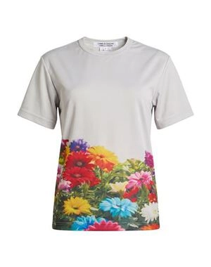 Comme Des Garçons Polyester Floral Print T-shirt - Light Grey