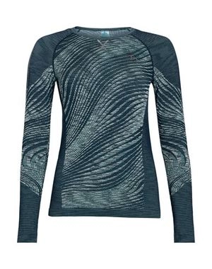 ODLO T-shirt Slate Size Recycled Polyester, Recycled Polyamide, Polyamide, Recycled Elastane, Elastane - Blue