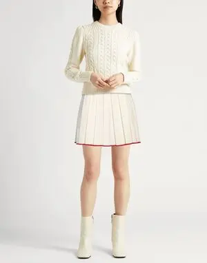 Thom Browne Mini Skirt Ivory Size Virgin Wool, Polyamide, Elastane