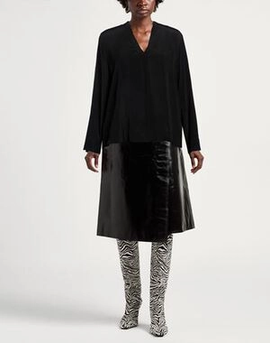 MANILA GRACE Viscose And Silk Blend Long Sleeve V-neck Top