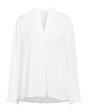 MANILA GRACE Viscose And Silk Crepe V-neck Long Sleeve Top - Off White