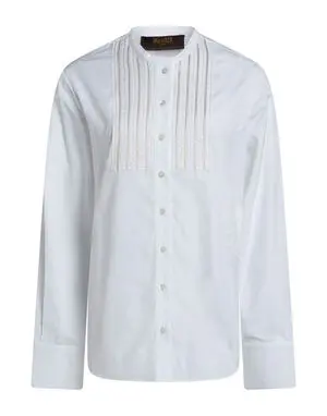 MOORER Cotton Shirt With Mandarin Collar And Embroidered Details