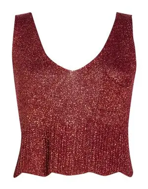 COMPAGNIA ITALIANA Copper Viscose & Polyester Metallic Knit Cropped Top