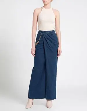 Elisabetta Franchi Flared Denim Skirt With Charm Detail