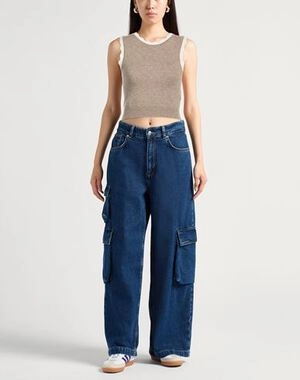 Sandro Taupe Wool, Polyamide, Cashmere, And Elastane Knit Tank Top