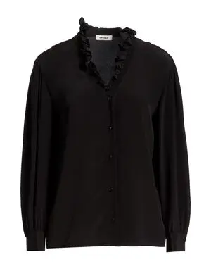 Sandro Ruched Silk Shirt - Black