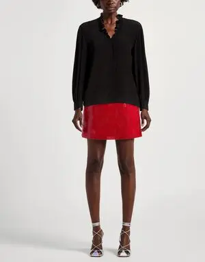 Sandro Ruched Silk Shirt - Black