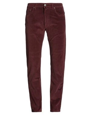 MOORER Pants Burgundy Size Cotton, Elastane - Red