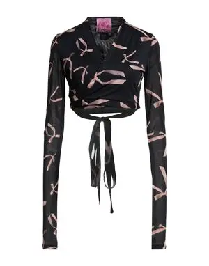 Pinko Wrap Top With Long Sleeves And Deep Neckline