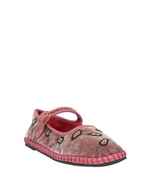 Malìparmi Velvet Mary Jane Ballet Flats - Beige