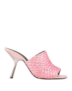 SERGIO ROSSI Raffia Slide Sandals - Pink