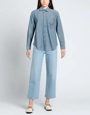 Zadig&Voltaire Chambray Cotton Shirt With Embroidered Logo