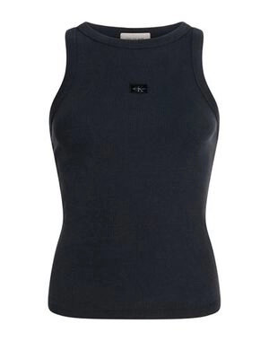 Calvin Klein Ribbed Cotton Blend Cold-shoulder Tank Top - Navy