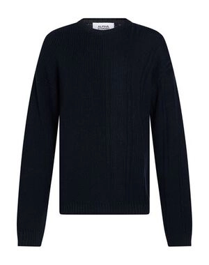 Alpha Studio Midnight Merino Wool Crewneck Sweater - Blue