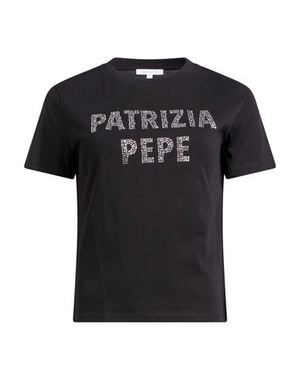Patrizia Pepe Cotton Jersey T-shirt With Crystal Embellishments - Black