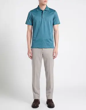 MOORER Polo Shirt Deep Teal Size Cotton