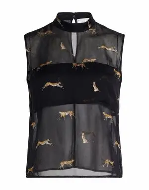 BALLANTYNE Silk Chiffon Sleeveless Mock Neck Top
