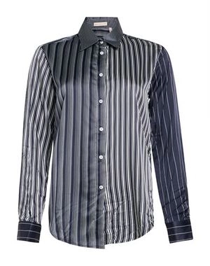 CAMICETTASNOB Viscose, Silk, And Elastane Striped Shirt - Navy