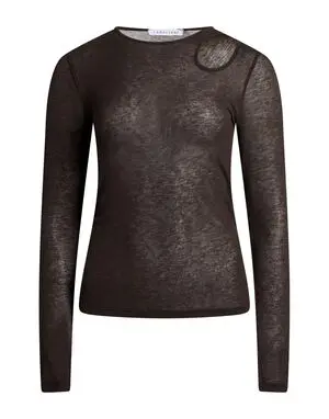 CARACTÈRE Long Sleeve T-shirt With Cutout - Dark Brown