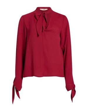 CARLA G. Brick Polyester Bow Blouse - Red