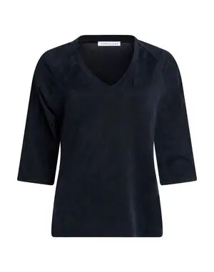CARACTÈRE Military Cupro Elastane 3/4 Sleeve Tee - Blue