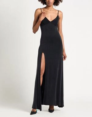 Versace Cupro Blend Maxi Slip Dress With Tulle Trims