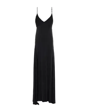 Versace Cupro Blend Maxi Slip Dress With Tulle Trims
