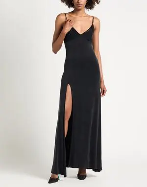 Versace Cupro Blend Maxi Slip Dress With Tulle Trims