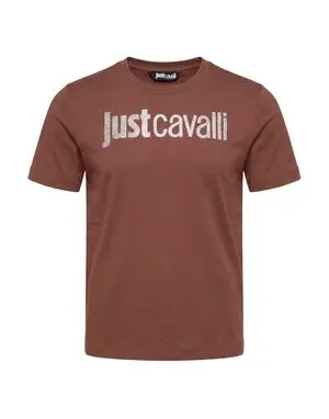 Just Cavalli Flocked Logo Print T-shirt - Brown