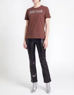 Just Cavalli Flocked Logo Print T-shirt - Brown