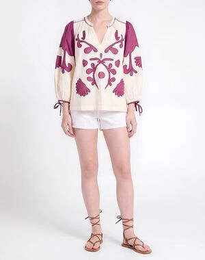 Ba&sh Seersucker Paisley-print Embroidered Blouse