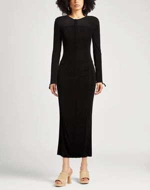 Blumarine Viscose Blend Bodycon Maxi Dress With Lace Trims