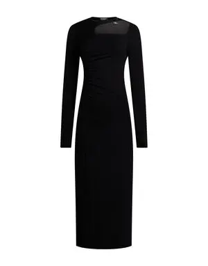 DONDUP Viscose & Elastane Gathered Cutout Crewneck Long Sleeve Midi Dress