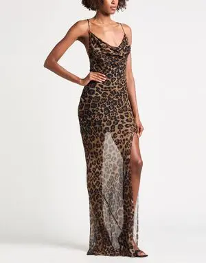 Blumarine Silk Georgette Leopard Print Maxi Dress