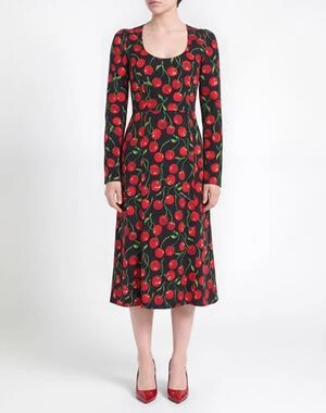 Dolce & Gabbana Silk Blend Midi Dress With Long Sleeves