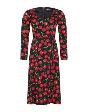 Dolce & Gabbana Silk Blend Midi Dress With Long Sleeves
