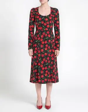 Dolce & Gabbana Silk Blend Midi Dress With Long Sleeves