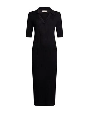 Officine Générale Ribbed Knit Merino Wool Midi Dress - Black